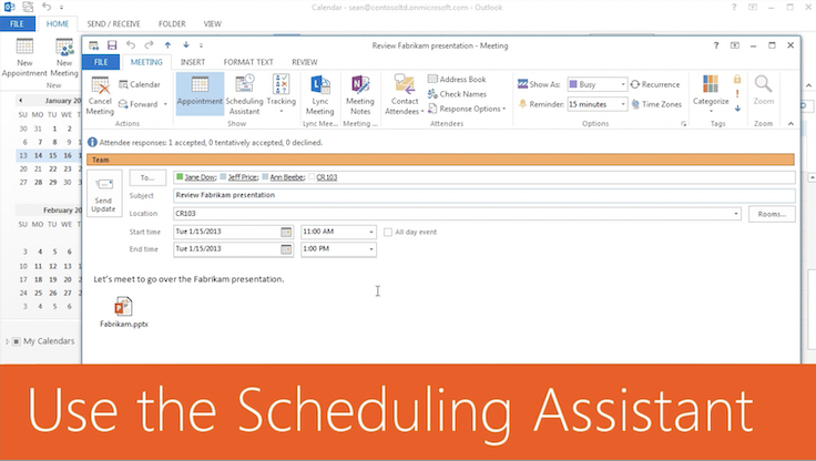 Schedule meeting using Outlook Scheduling Assistant » Information ...