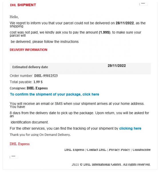 Your parcel could not be delivered » Information Technology Services