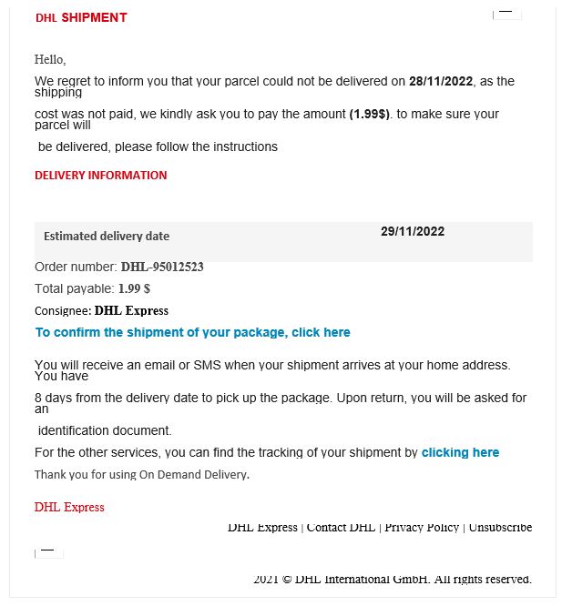 Your parcel could not be delivered » Information Technology Services