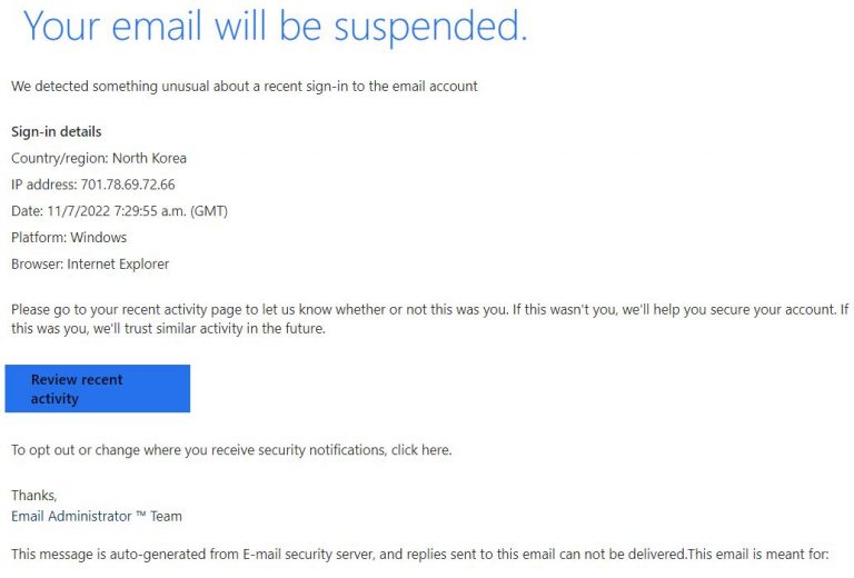 Email account unusual sign-in activity » Information Technology Services