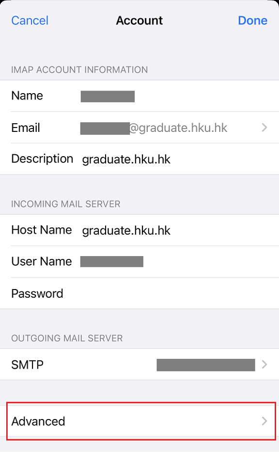 Procedure to Access HKU Email via iOS Devices Using IMAP Account ...
