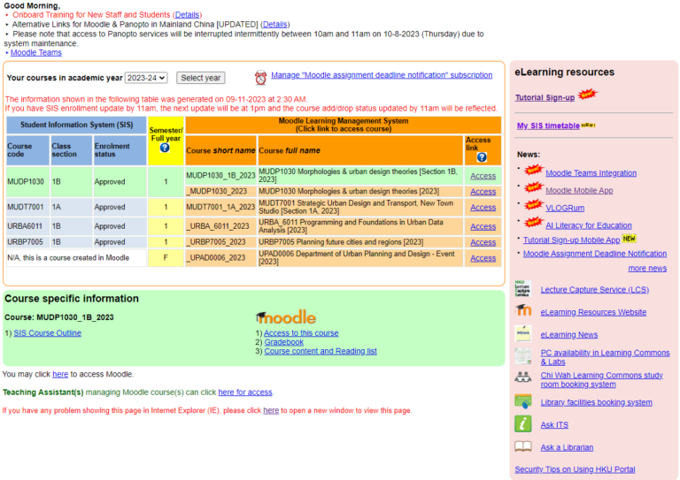 My eLearning @ HKU Portal » Information Technology Services