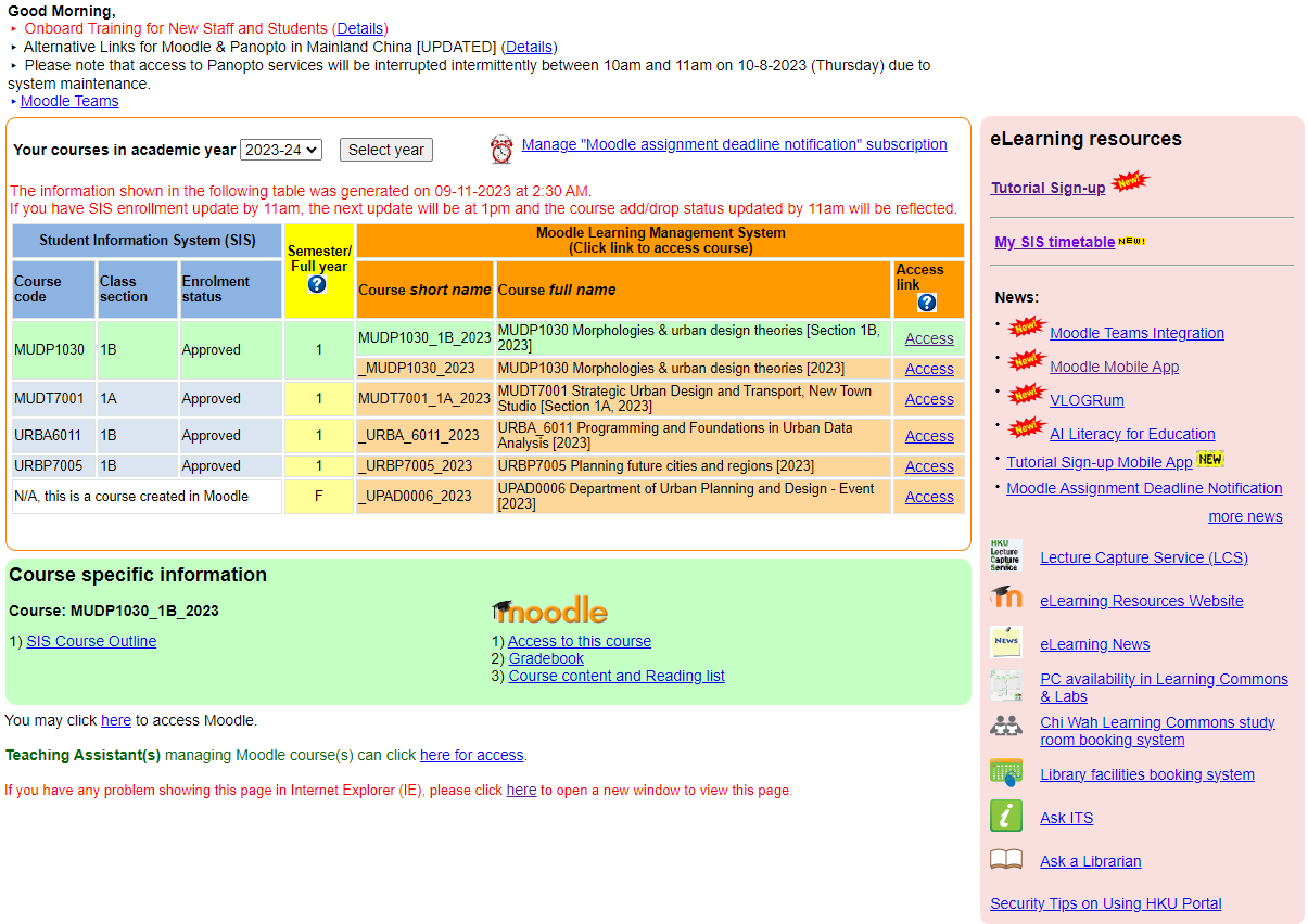 My eLearning @ HKU Portal » Information Technology Services
