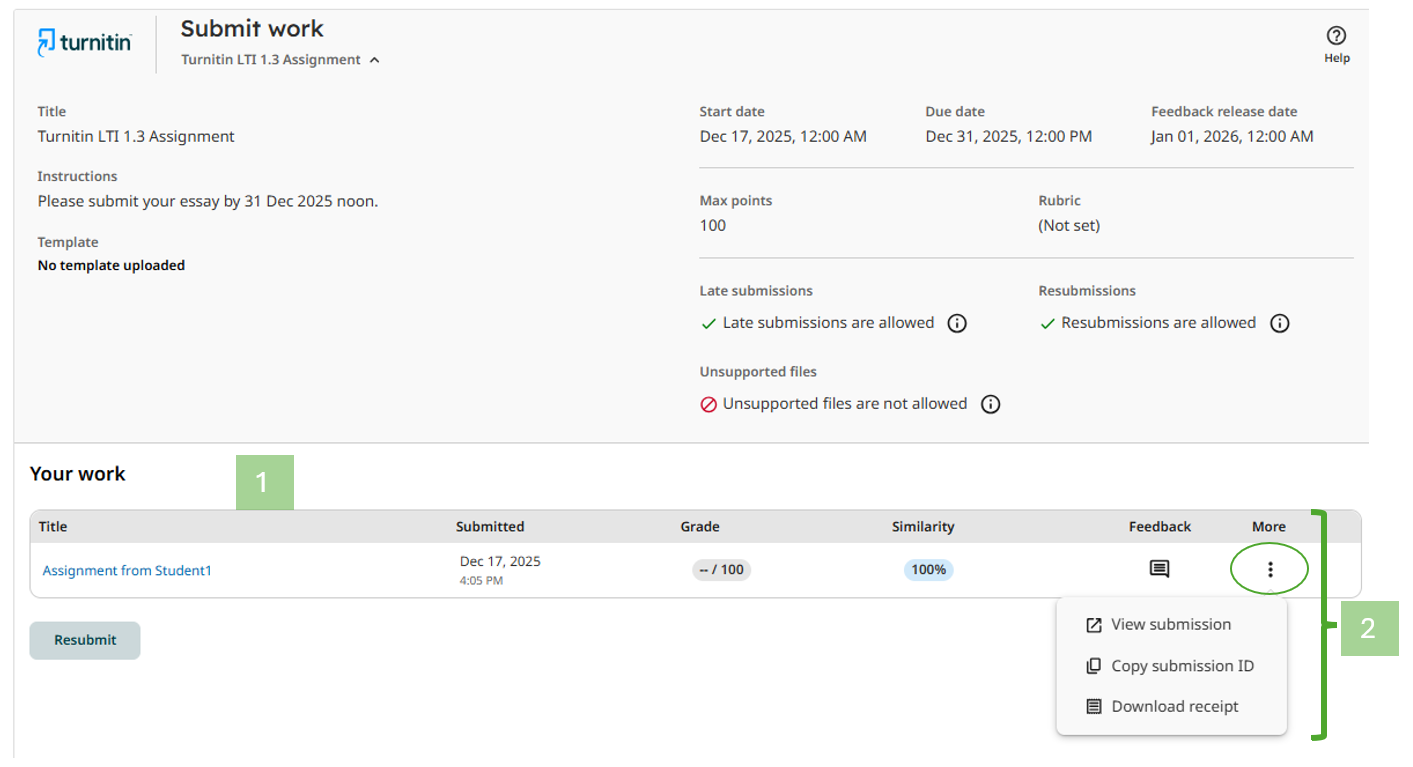 Submit a Turnitin LTI 1.3 Assignment » Information Technology Services