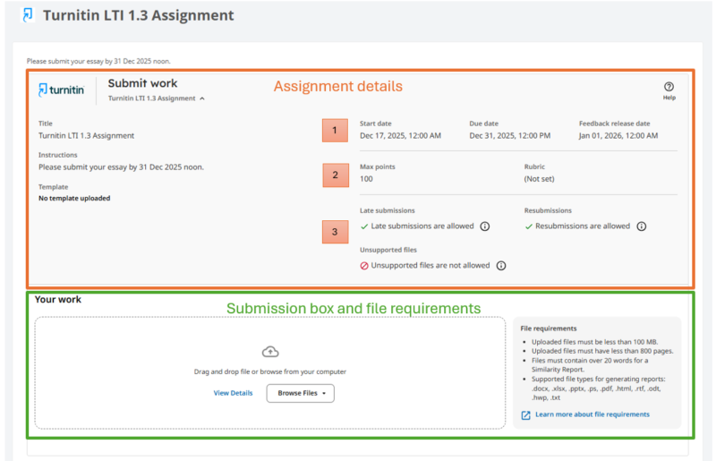 Submit a Turnitin LTI 1.3 Assignment » Information Technology Services
