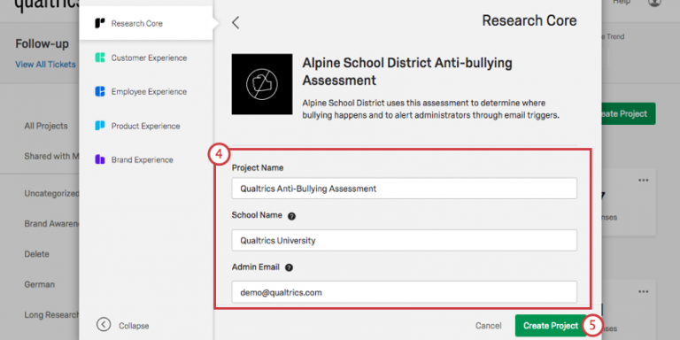 Creating a Project - Qualtrics » Information Technology Services