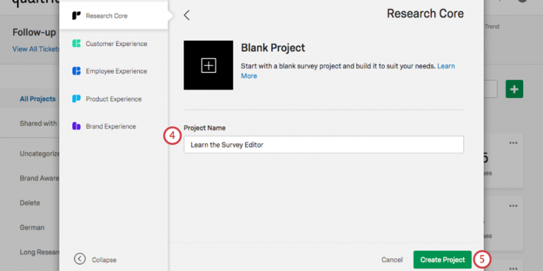 Creating a Project - Qualtrics » Information Technology Services