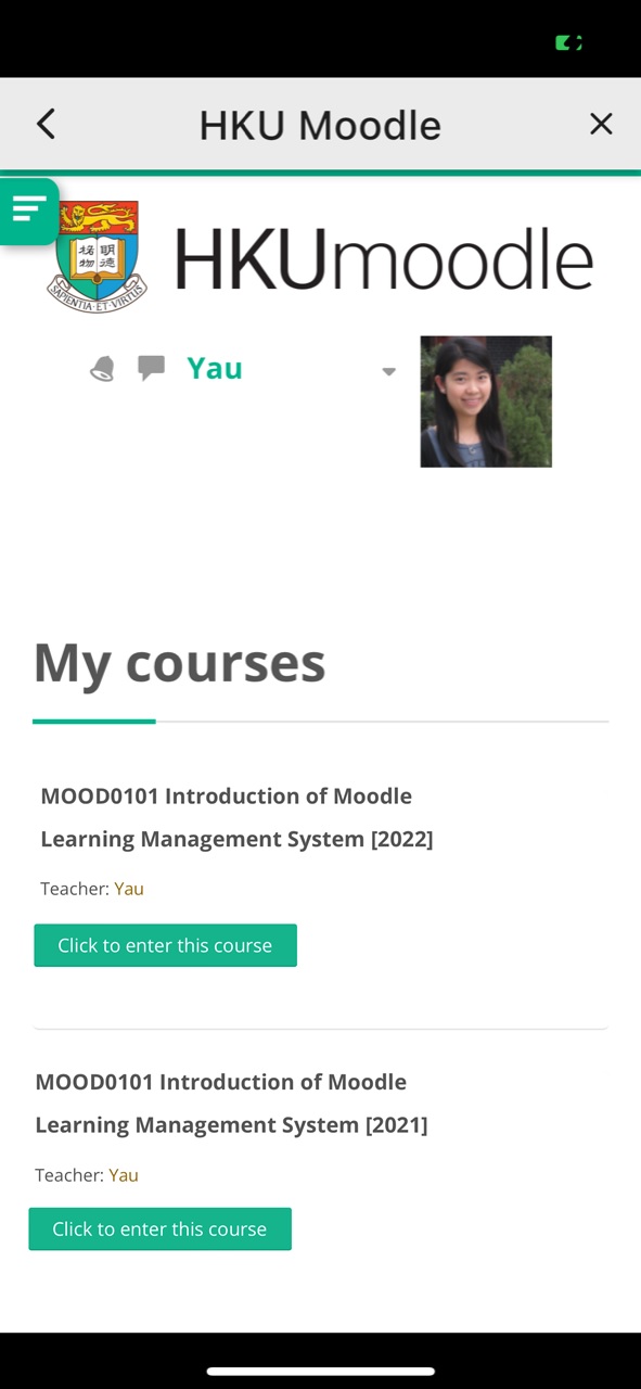 Access Moodle on HKU app » Information Technology Services