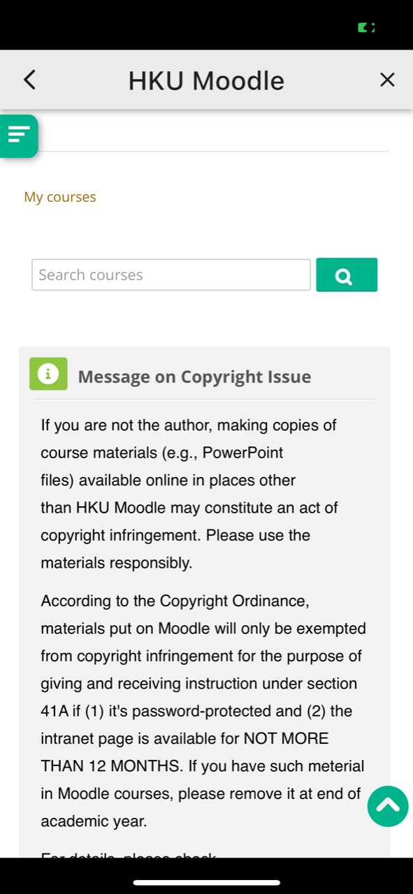 Access Moodle on HKU app » Information Technology Services