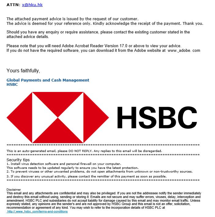 Payment Advice - Ref: [HSBC109320014077] / RFQ Priority Payment - ACH ...