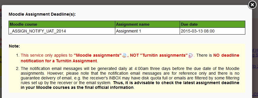 Moodle Assignment Deadline Notification » Information Technology Services