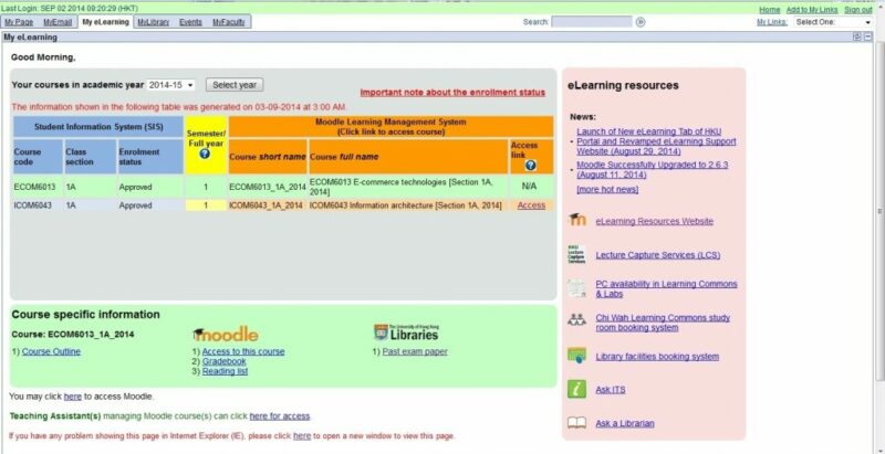 My eLearning Tab @ HKU Portal » Information Technology Services