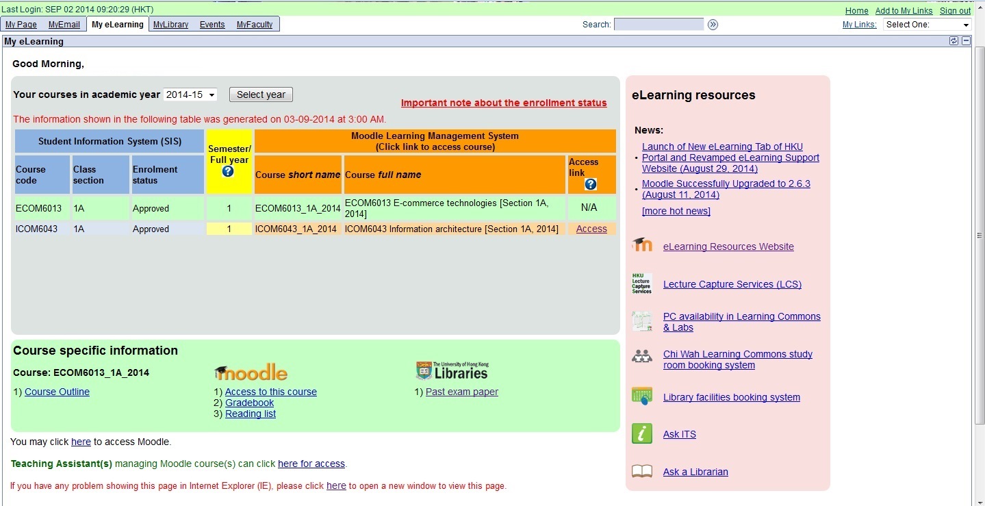 My eLearning Tab » Information Technology Services