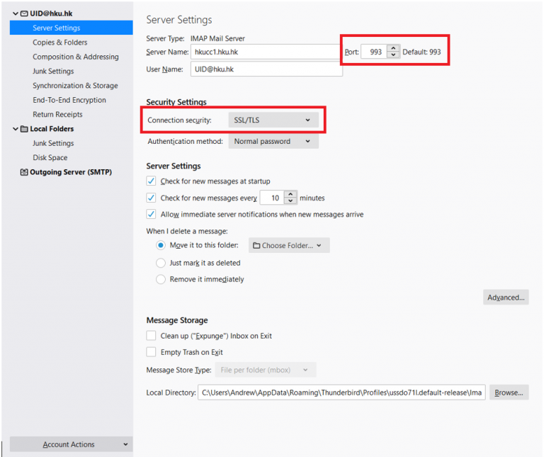 Procedure to Enable SSL (Secure Sockets Layer) on POP/IMAP for Staff ...